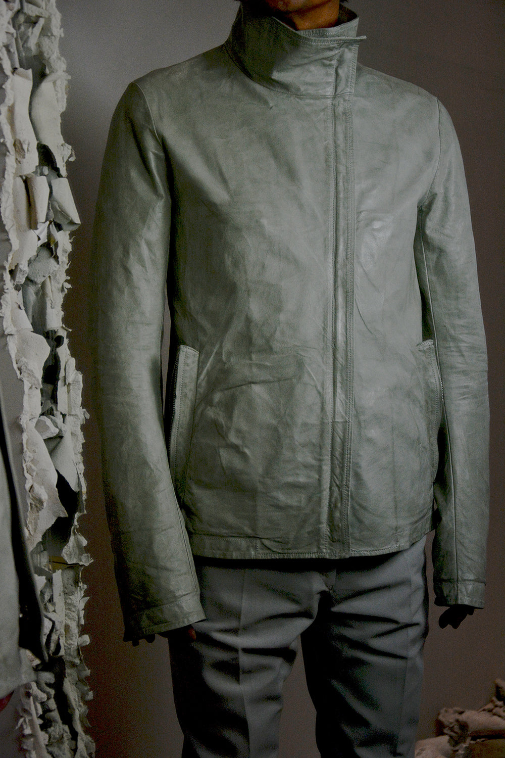OBJECT DYED LINED HIGH NECK LEATHER JACKET – Lift Daikanyama